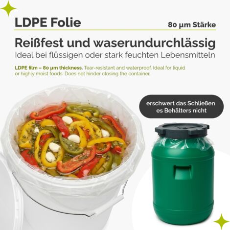 Garronda sachets de fermentation 60 L 100 Pièces insert alimentaire PE ...