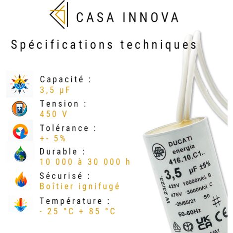 Lot de 2 – Condensateurs 3.5 µF spécial volet roulant BUBENDORFF – 2 ...