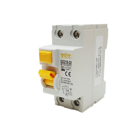 Interruttore magnetotermico differenziale salvavita modulare per quadro elettrico 2 moduli 2P+N ...