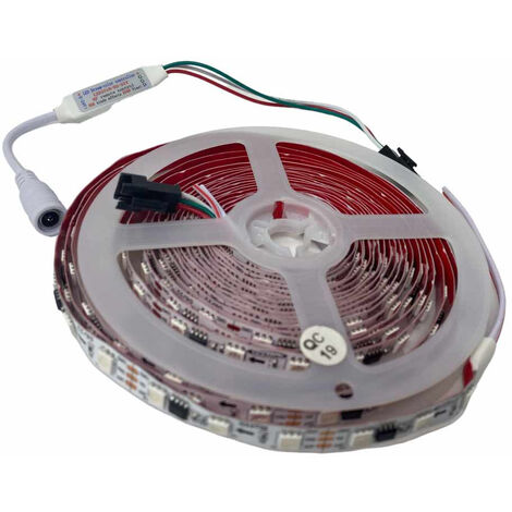 Strip striscia indirizzabile RGB 300 led 5050 48 watt 12v bobina da 5 ...