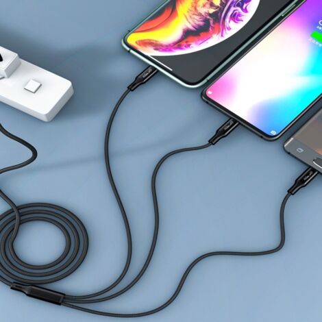 Cable de Carga 3 en 1 Tipo C a Lightning, Micro USB y Tipo C Versatilidad para tus Dispositivos ...