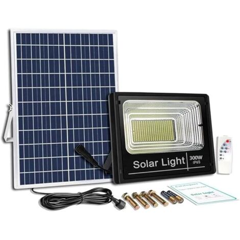 Foco Solar LED 300W con Panel Solar, Focos solares exterior regulable y ...