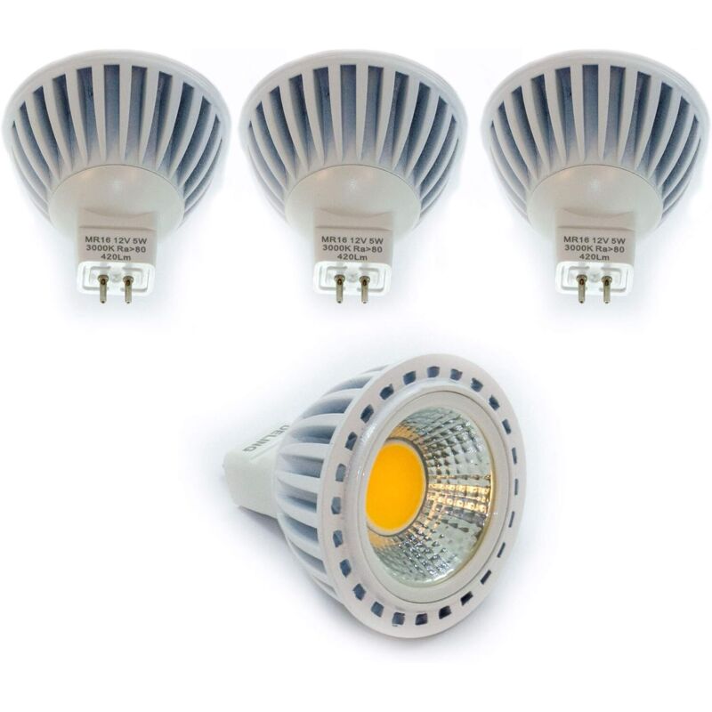 4er-Pack LED-Lampen 5 W/12 Vdc – Sockel GU5.3 (MR16) – 3000 K (warmweiß ...