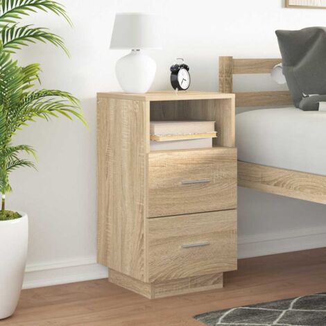 Table de chevet 2 tiroirs grand format meuble de rangement en bois ...