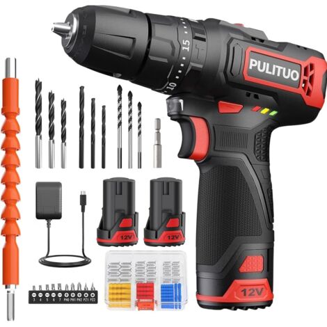 Perceuse électrique Compacte Pulituo Perceuse Visseuse 12 V Avec 2