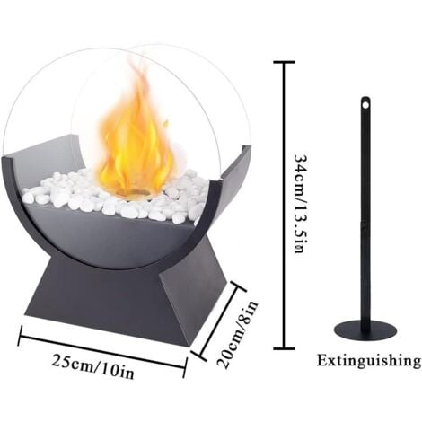 Foyer de table rond en verre, foyer de table portable, foyer au ...