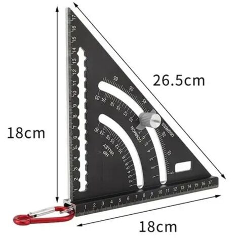 7 in 1 Equerre Menuisier, Aluminium 180mm Équerres de Charpentier ...