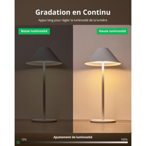 Blanc Lampe de Table LED Sans Fil Rechargeable USB, Tactile Dimmable Lampes, Interieur a Poser ...