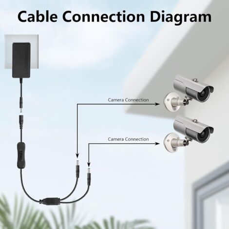 2 x dc5521 y Splitter Cordon d'alimentation dc5.5mm X 2.1mm 1 Femelle à ...