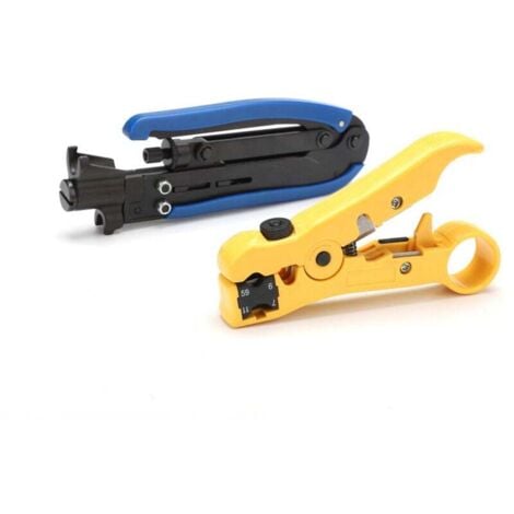 Ensemble de pince à sertir pour câble coaxial avec connecteur F RG6 RG59 RG11 et 20 connecteurs ...