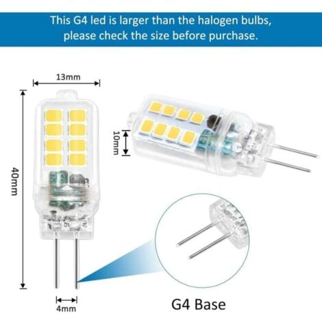 Ampoule LED G4 12V 3W, Non Dimmable, 16SMD 300LM Blanc Froid 6000K, Équivalent 25W G4 Ampoule ...