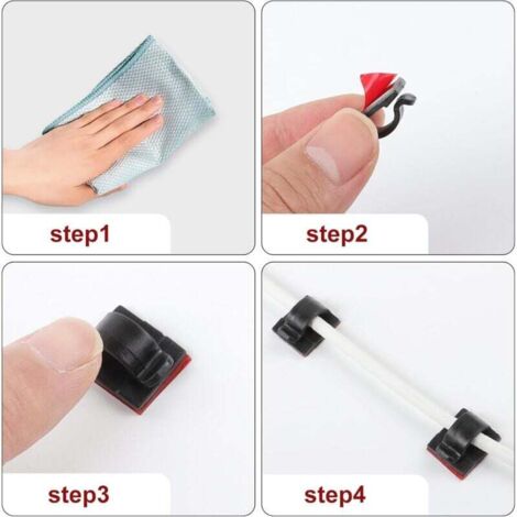 50 PCS Clips Câbles, Attache Cable adhesif Rangement de Accroche Cable ...