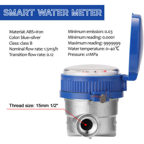 Compteur d'eau en plastique ABS anti-corrosion et raccords laiton DN15 ...