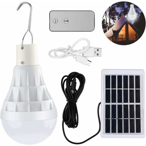 Vtizikl Solaire alimenté Ampoule Led, 12W Lampe Urgence Solaire ...