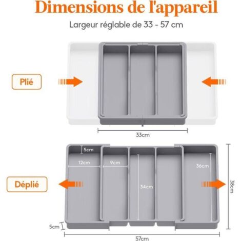 Range Couverts pour Tiroir, Grand Plateau de Couverts Extensible pour ...