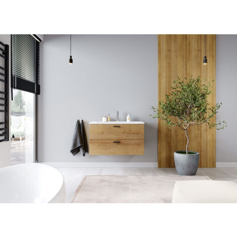 Mobile da bagno Atlas 80 cm - rovere - lavabo