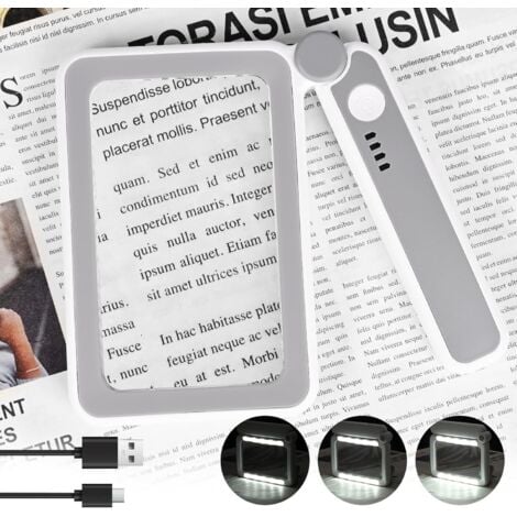 Loupe Grossissante, Rechargeable 4X Loupe de Lecture avec 10 LED Lumières, Pliante Loupe ...