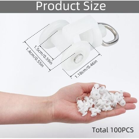 100 PCS Rouleaux de Rail de Rideau Coulissants Poulies de Rails en ...
