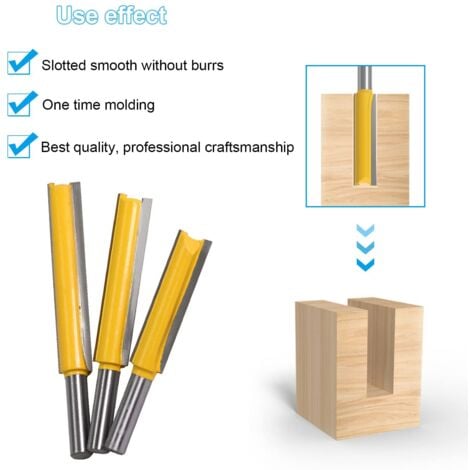 4 Pièces 8 mm Queue Fraise Defonceuse, Fraise Droite, Fraise à Bois Fraise Extra-longue, Mèches ...