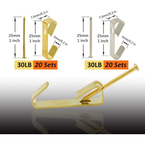 Lot de 40 crochets de suspension pour tableaux, cadre robuste avec ...