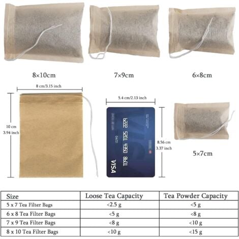 Lot de 200 sachets filtrants pour thé en vrac, infuseur à thé jetable, sachets à thé vides avec ...