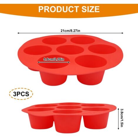 Moule Muffin Air Fryer,3 Pièces Moule a Muffin Silicone Antiadhésif,7 ...