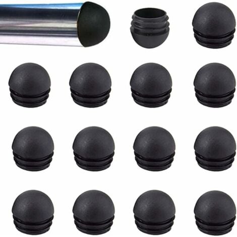 25 mm Black round chair plug plug Stack Furniture foot ribbed round ...