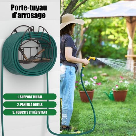 Support de tuyau d'arrosage, support de tuyau d'eau robuste avec panier ...