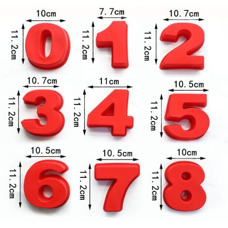 9 Pièces Moule à Gâteau Number, 3D en Silicone Numérique, Moule Number ...