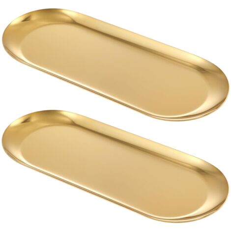 Lot de 2 plateaux décoratifs dorés, plateaux pour table de bain ...