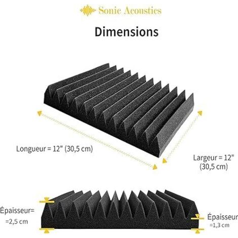 Mousse Acoustique 12 Paquet, 2,5x 30x30 cm, Panneau Acoustique ...