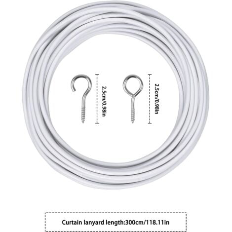 3 Mètre Fil à Rideau, Ensemble de Fil de Rideau, Fil de Rideau Blanc ...