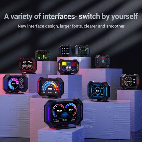 Cadran numerique voiture HUD anti surchauffe moteur universel noir ...
