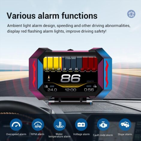 Cadran numerique voiture HUD anti surchauffe moteur universel noir ...