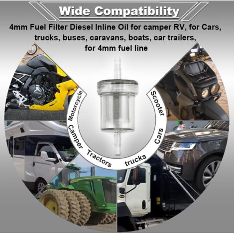 4mm Filtre à Carburant Diesel en Ligne de pour Webasto pour Eberspacher D2 D4 D5 2KW 5KW 8KW ...