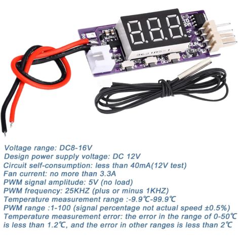 PWM Fan Speed Control Module, DC 12 V 3 A 4 fils PWM - Contrôle de la ...