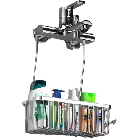 Support de douche suspendu en argent, étagère de rangement de douche ...