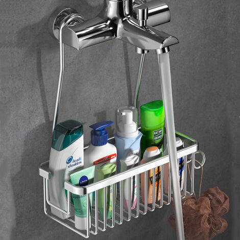 Support de douche suspendu en argent, étagère de rangement de douche ...