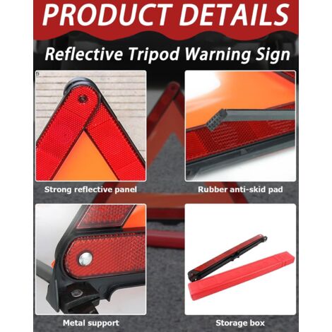 Triangle de signalisation Pliable avec boîte de Rangement,Réfléchissant ...
