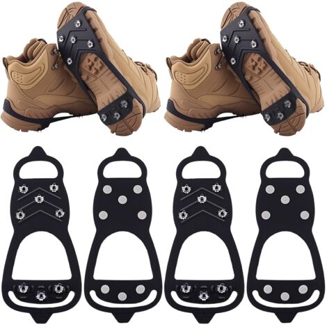 2 Pairs Ice Cleats for Shoes and Boots,Universal 8 Steel Studs Crampon ...