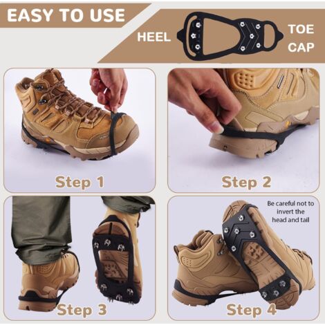 2 Pairs Ice Cleats for Shoes and Boots,Universal 8 Steel Studs Crampon ...