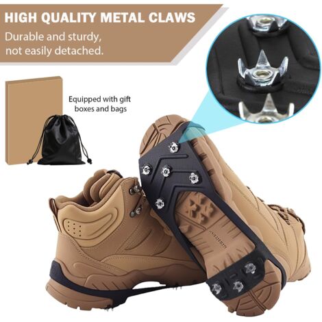 2 Pairs Ice Cleats for Shoes and Boots,Universal 8 Steel Studs Crampon ...