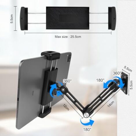 Support Tablette Mural, Support iPad Bureau avec Long Bras en Métal ...