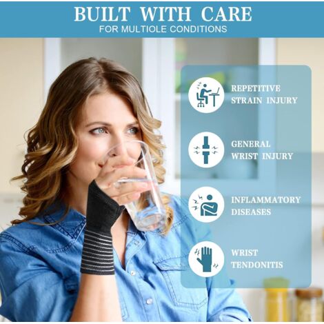 Palm Support Orthèse élastique de Poignet, 1 paire Respirant Attelle de ...