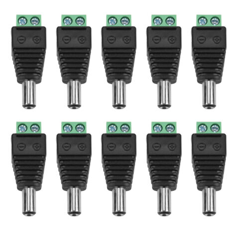Connecteur Mâle Prise Set 12v Dc (5.5 x 2.1 Mm) 2 Broches Dc Power Jack ...