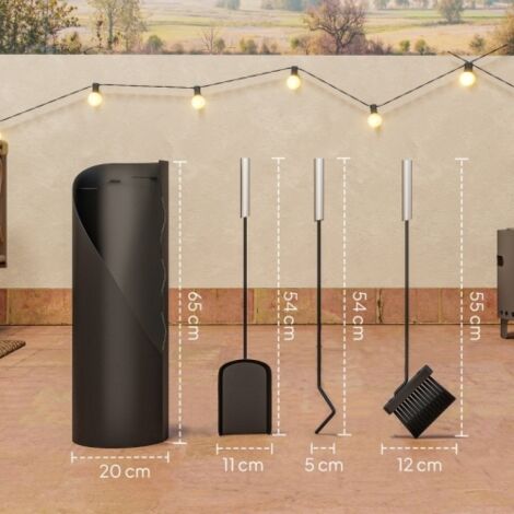 Set d'accessoires de Cheminée 4 pièces avec balai, pelle, tisonnier et ...