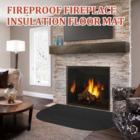 Tapis De Cheminée Ignifuge, 1MM×40CM×60CM Tapis De Cheminée Demi-Rond ...