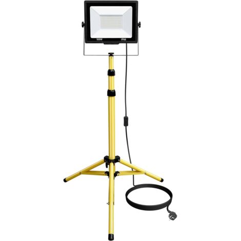 Projecteur LED chantier sur trepied 100W phare de travail IP66 10000LM ...