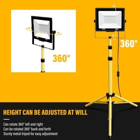 Projecteur LED chantier sur trepied 100W phare de travail IP66 10000LM ...