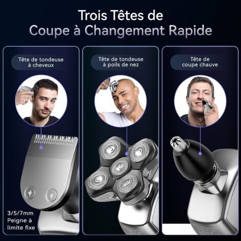 Rasoir Tete Chauve Homme 5D Tondeuse Cheveux Hommes Chauve 120 mins d ...